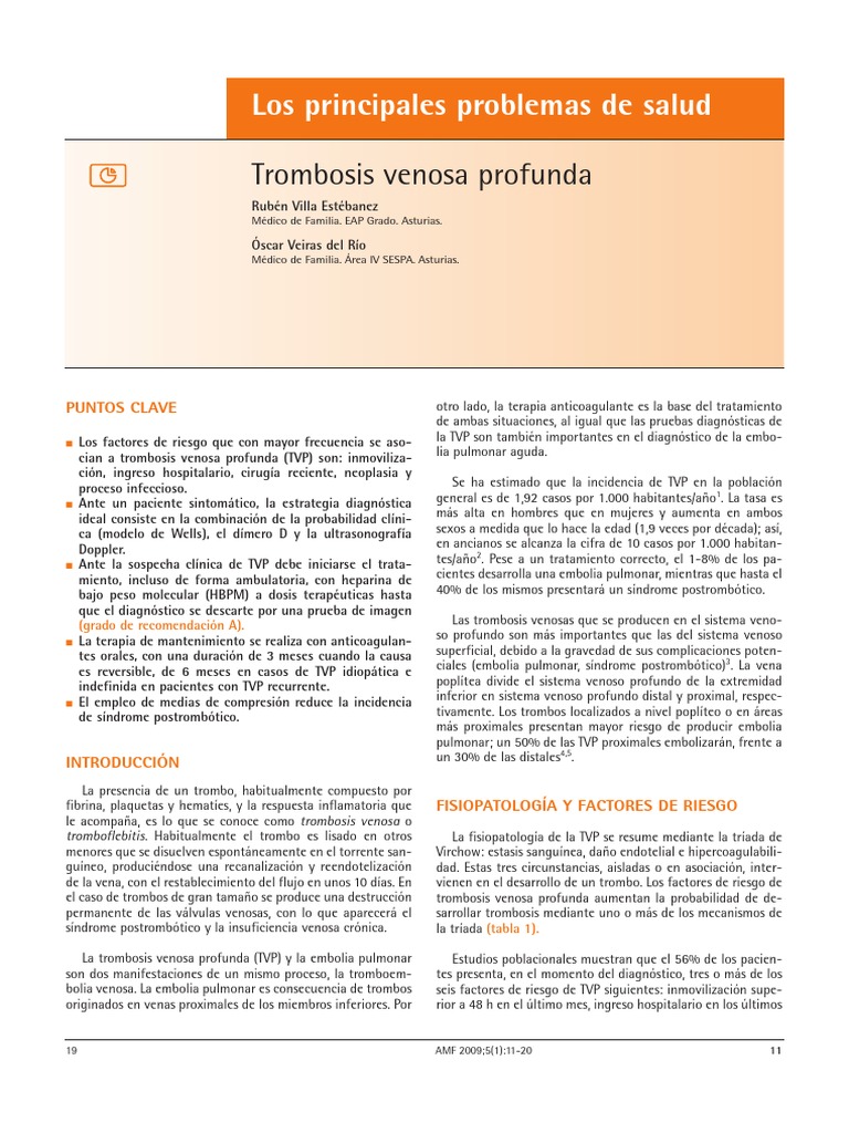 Tratamiento y Fisiopatología de TVP | PDF | Trombo | Medicina