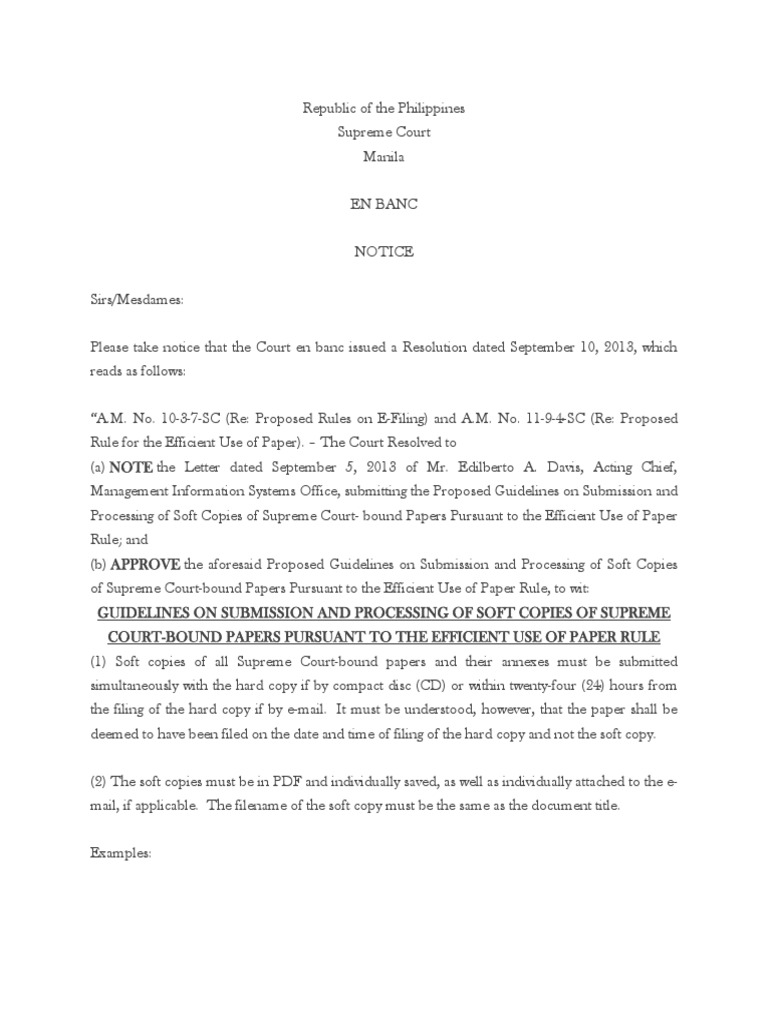 AM 10-3-7 Rules On E-Filing (Efficient Paper Rule) | PDF | Supreme ...