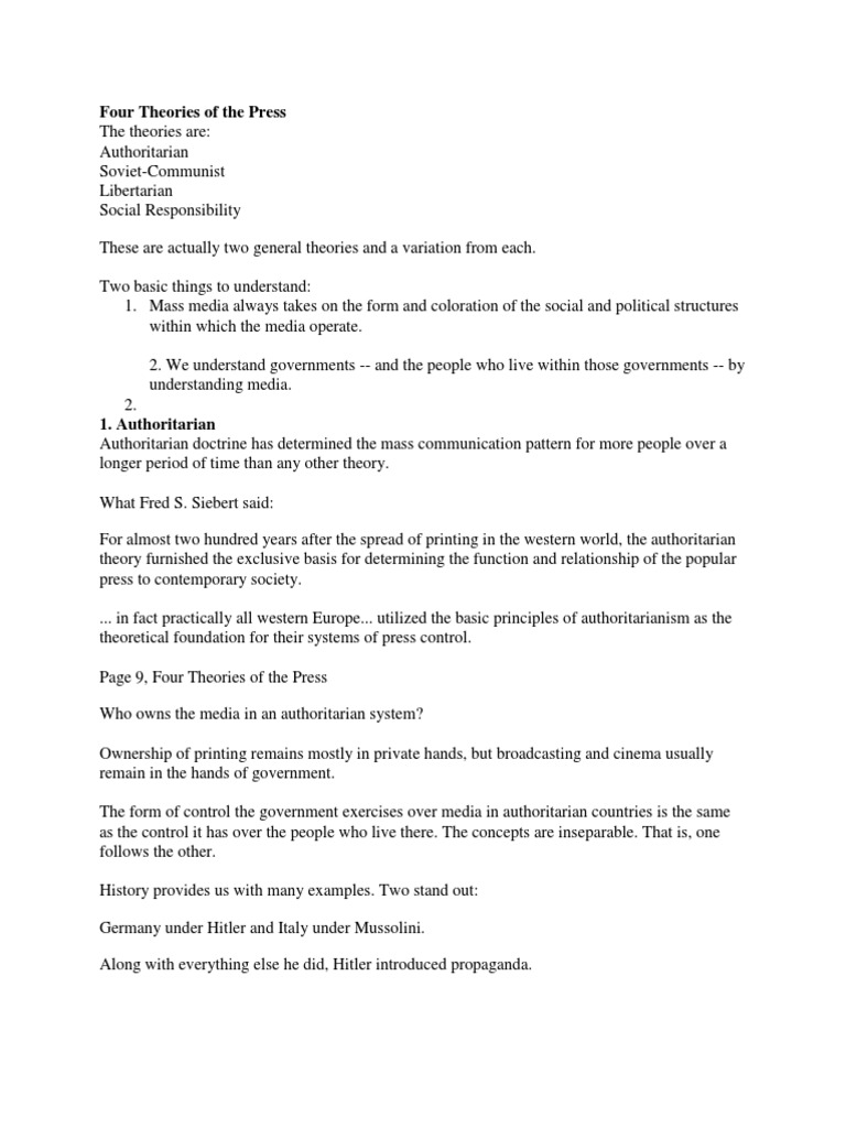Four Theories of The Press | PDF | Mikhail Gorbachev | Soviet Union