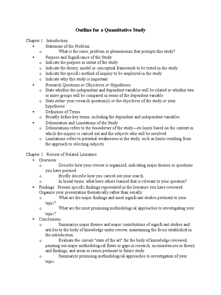 Outline For A Quantitative Study | PDF | Research Design | Statistics