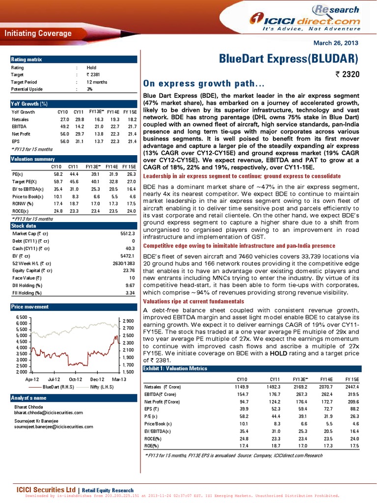 Blue Dart Express Growth and Valuation Insights | PDF | Value Added Tax ...