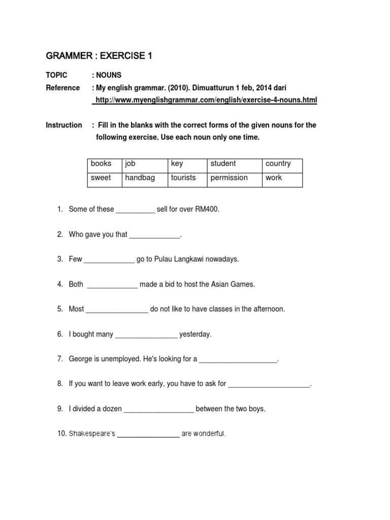 Grammar Exercise (Official) | PDF | English Grammar | English Language