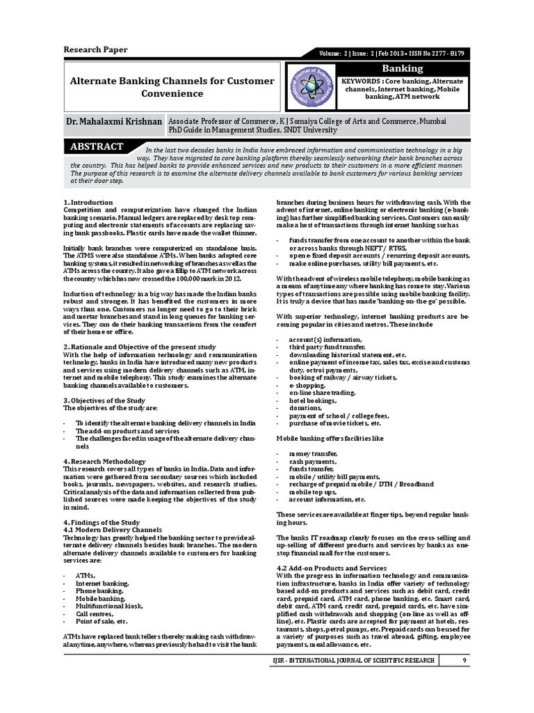 Alternate Banking Channels For Customer Convenience | Download Free PDF ...