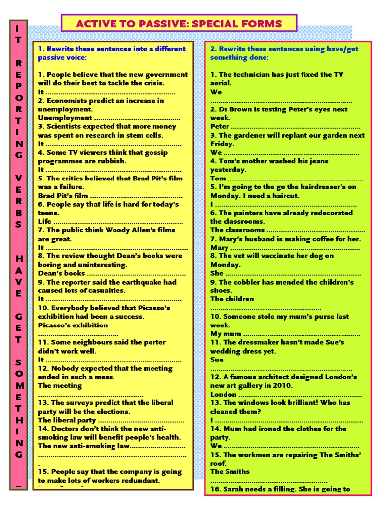Active To Passive Special Forms | PDF