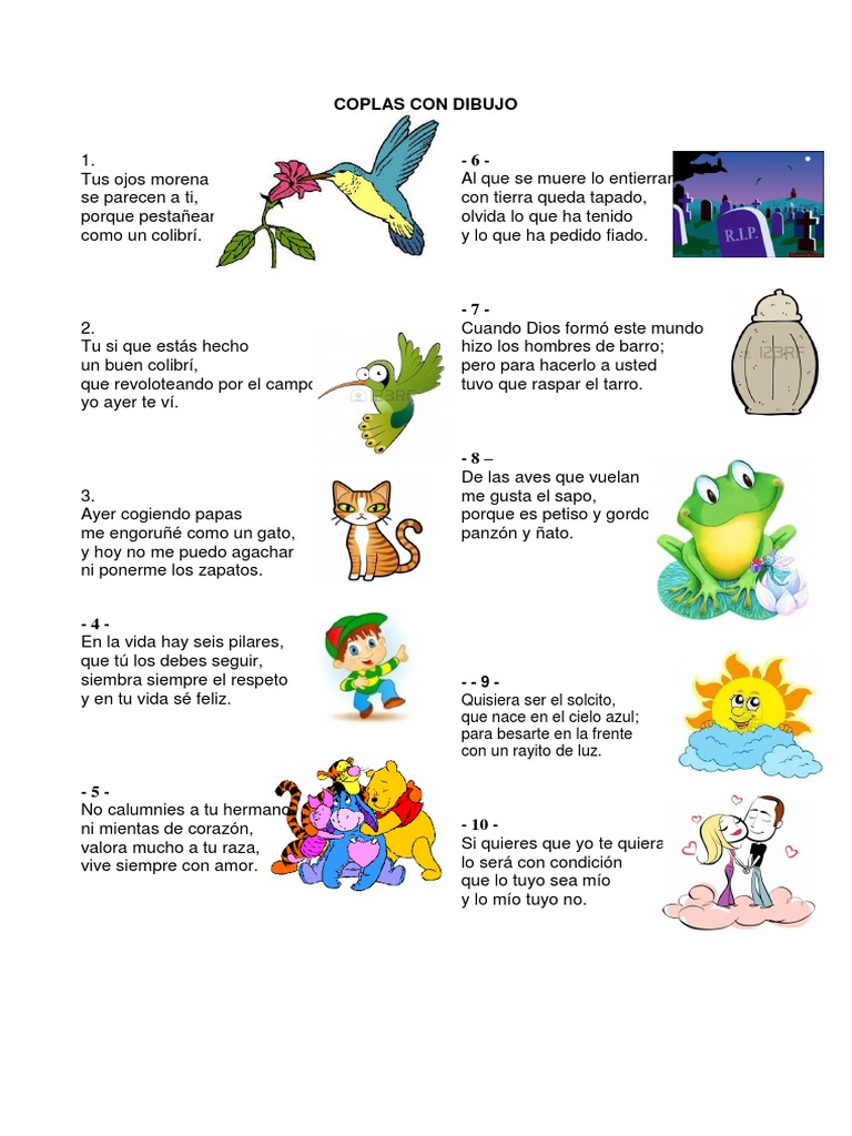 Coplas Con Sus Dibujos Coplas Infantiles - Prefixword