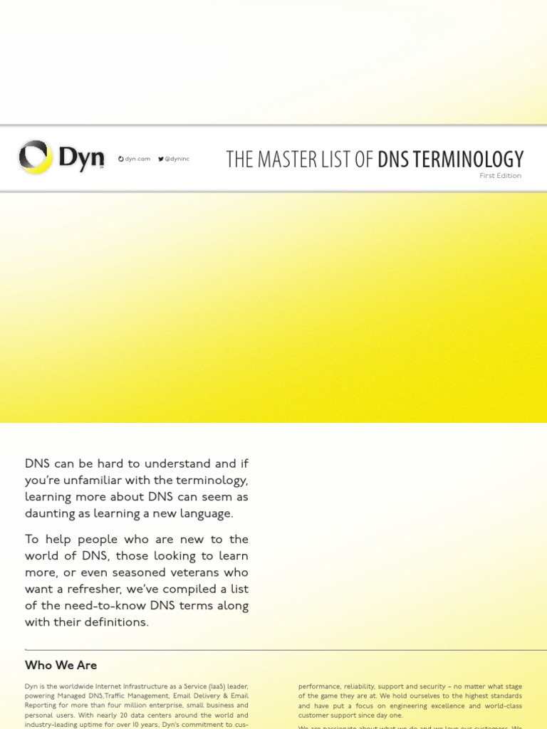 The Master List of Dns Terminology: First Edition | PDF