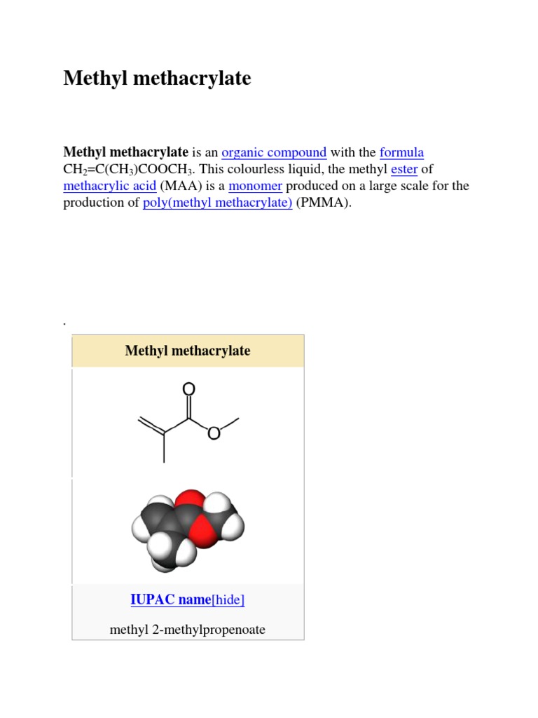 Mma | Chemical Substances | Chemical Compounds | Free 30-day Trial | Scribd
