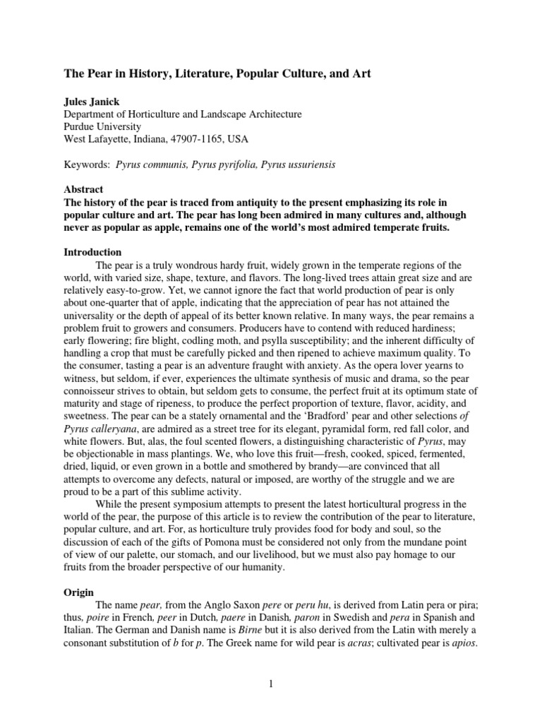 The Pear in History, Literature, Popular Culture, and Art | PDF | Pear ...