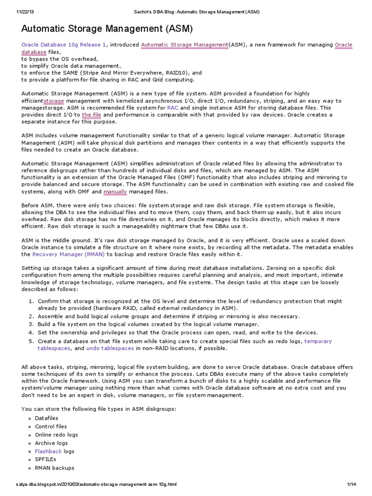 Oracle ASM for Database Admins | PDF | File System | Computer File
