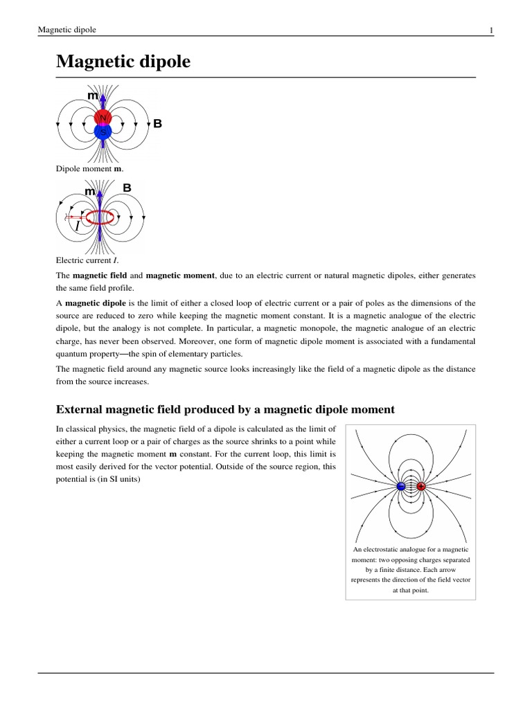 Magnetic Dipole | PDF | Magnetic Field | Dipole