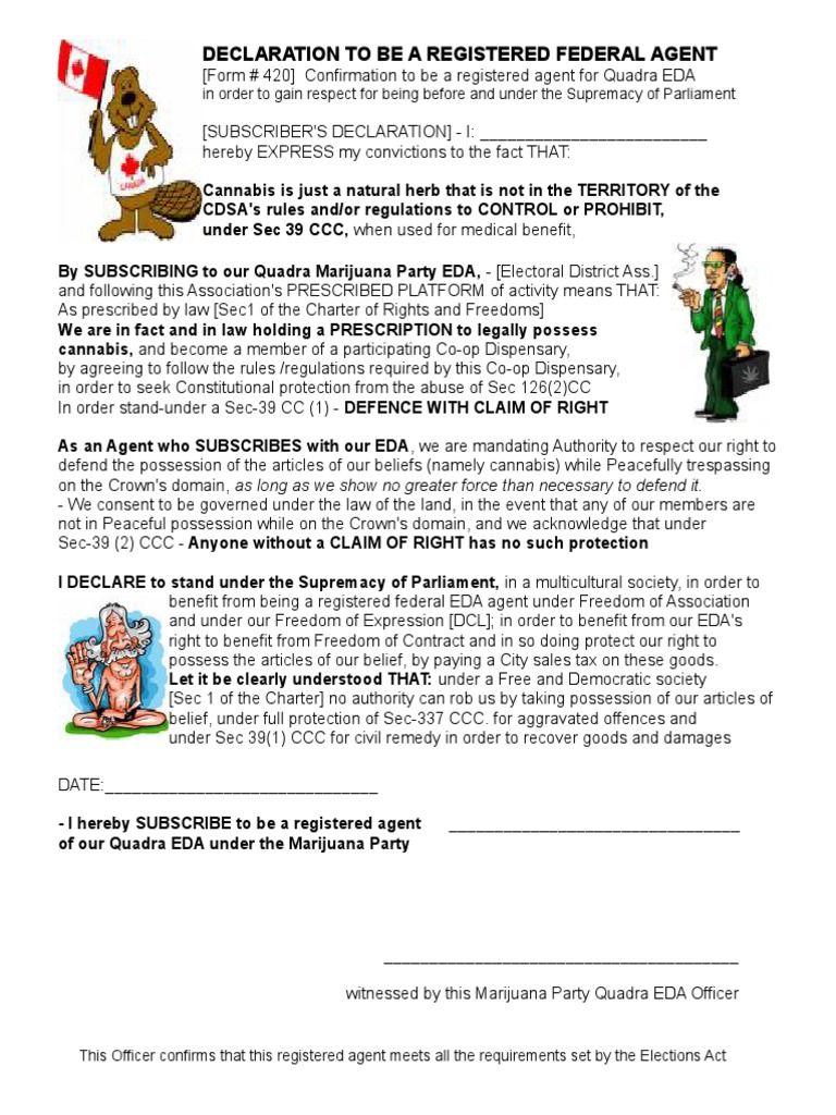 Declaration To Be A Registered Federal Agent | PDF | Jurisprudence ...