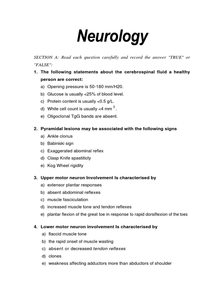Tanta Neuro MCQ | PDF | Meningitis | Stroke
