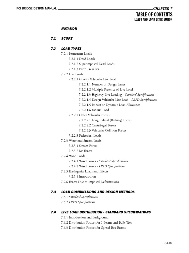 PCI Bridge Manual | PDF | Structural Load | Beam (Structure)