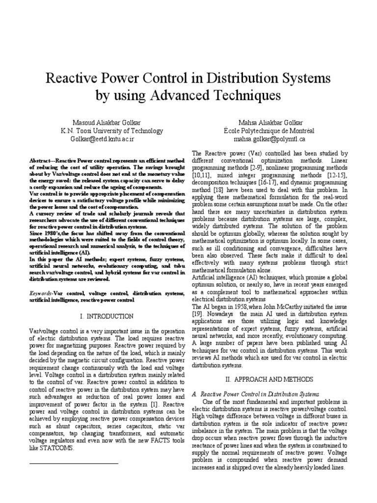 Reactive Power Control | PDF | Mathematical Optimization | Artificial ...