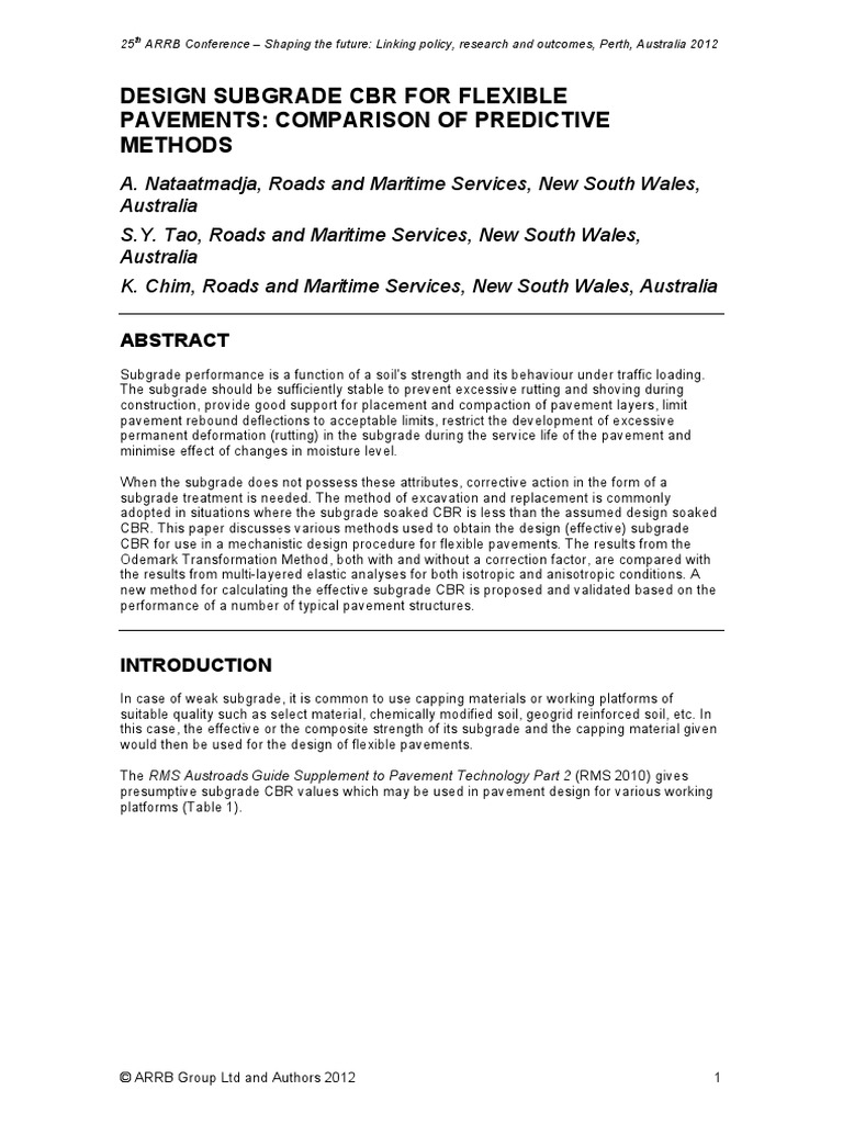 Design Subgrade CBR For Flexible Pavements: Comparison of Predictive ...
