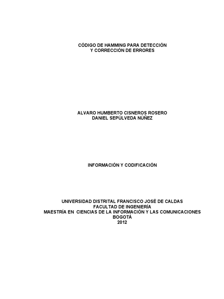 Código de Hamming | PDF | Detección y corrección de errores | Poco