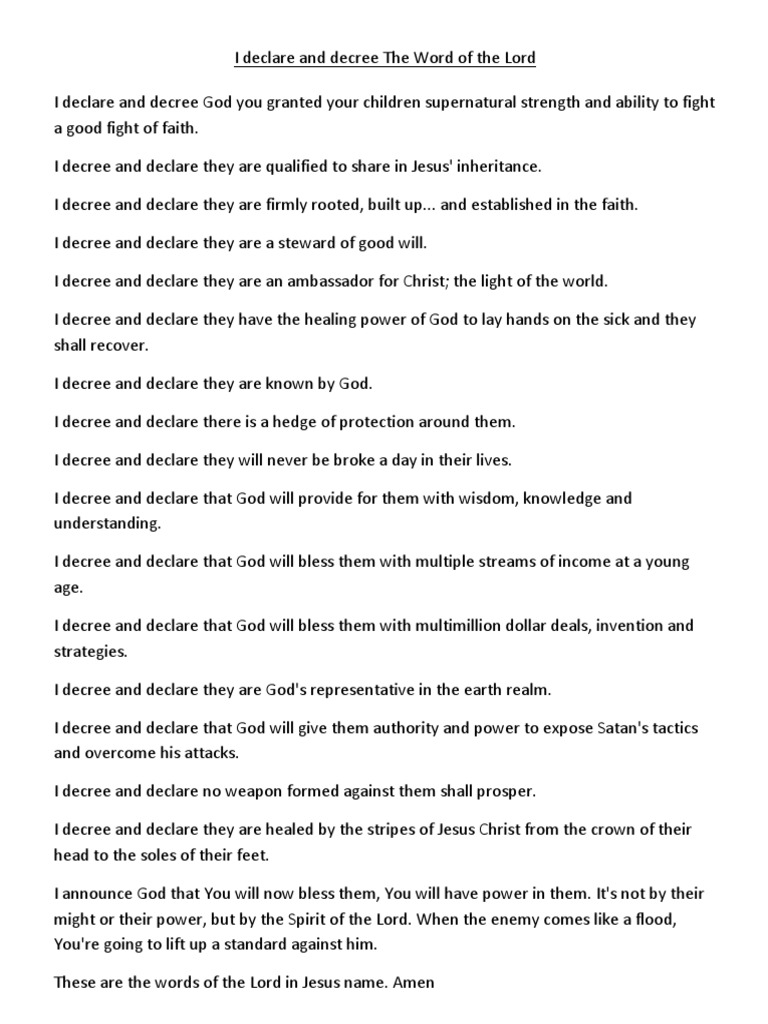 Declarations of Faith and Blessings | PDF | Self-Improvement