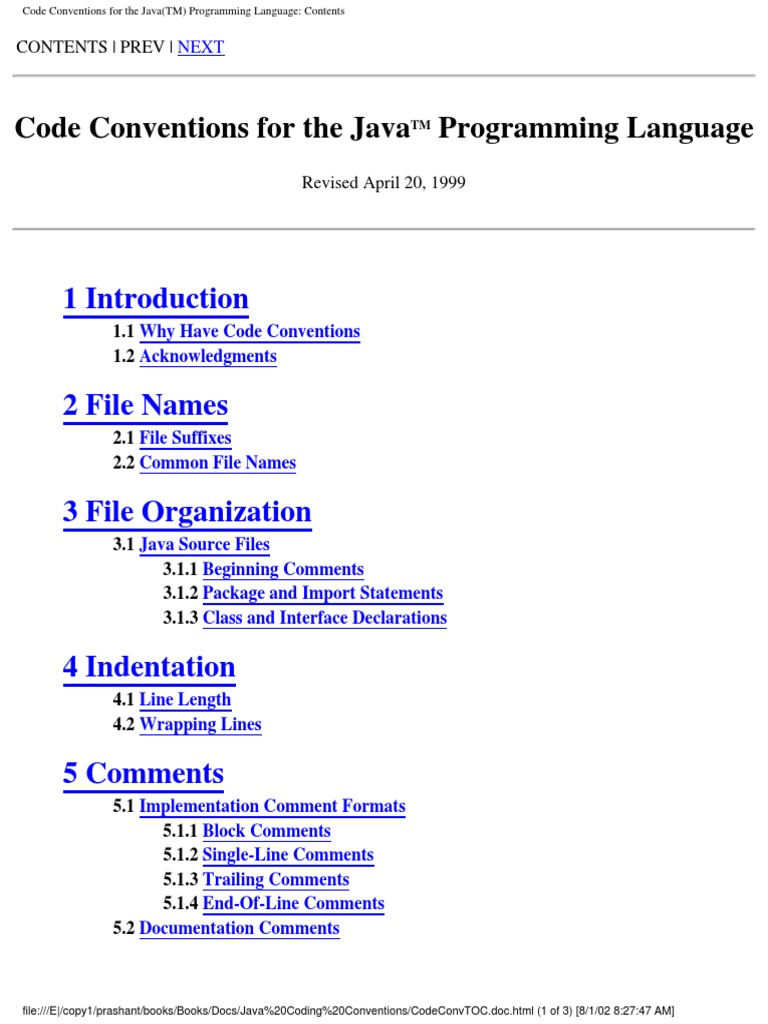 Java Coding Conventions Pdf Class Computer Programming Java