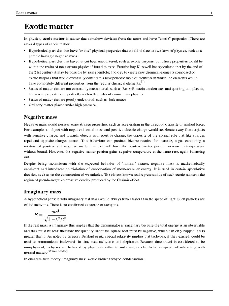 Exotic Matter | PDF | Matter | Physical Sciences
