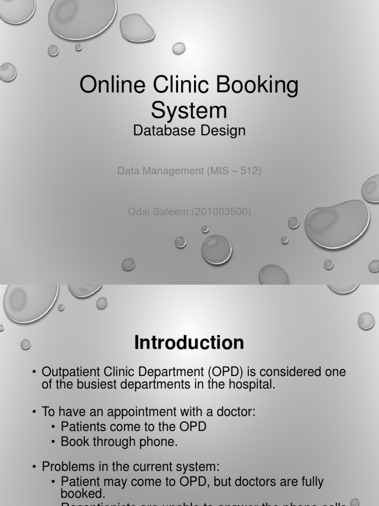 Online Clinic Booking System: Database Design | PDF | Database Design ...