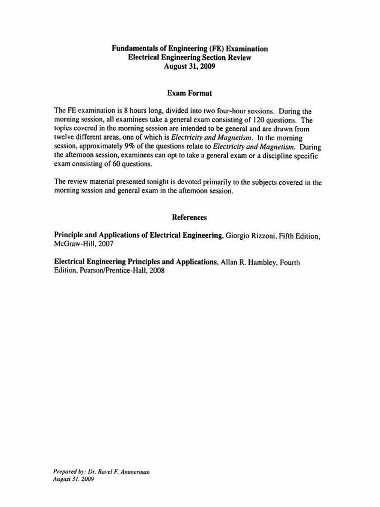 FE Electrical Practice Problems | PDF