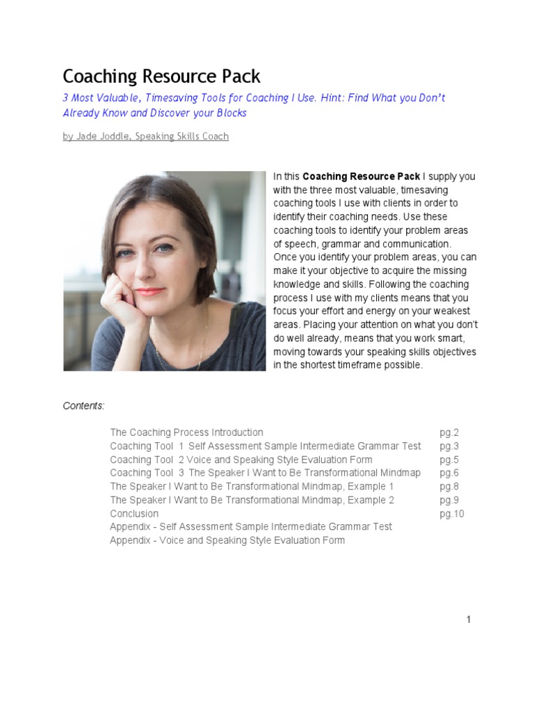 Coaching Resource Pack Jade Joddle | PDF | English Language ...