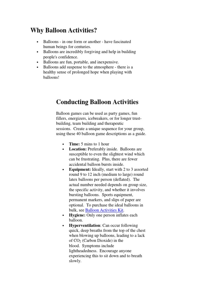 Why Balloon Activities | PDF | Balloon | Teachers