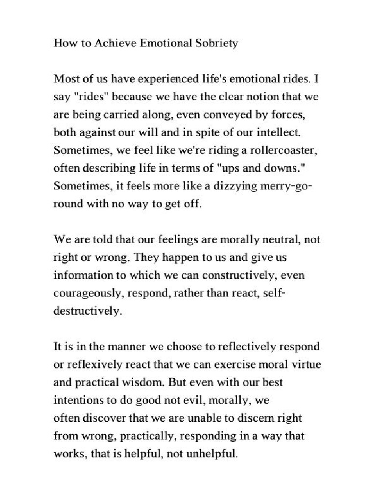 How To Achieve Emotional Sobriety | PDF