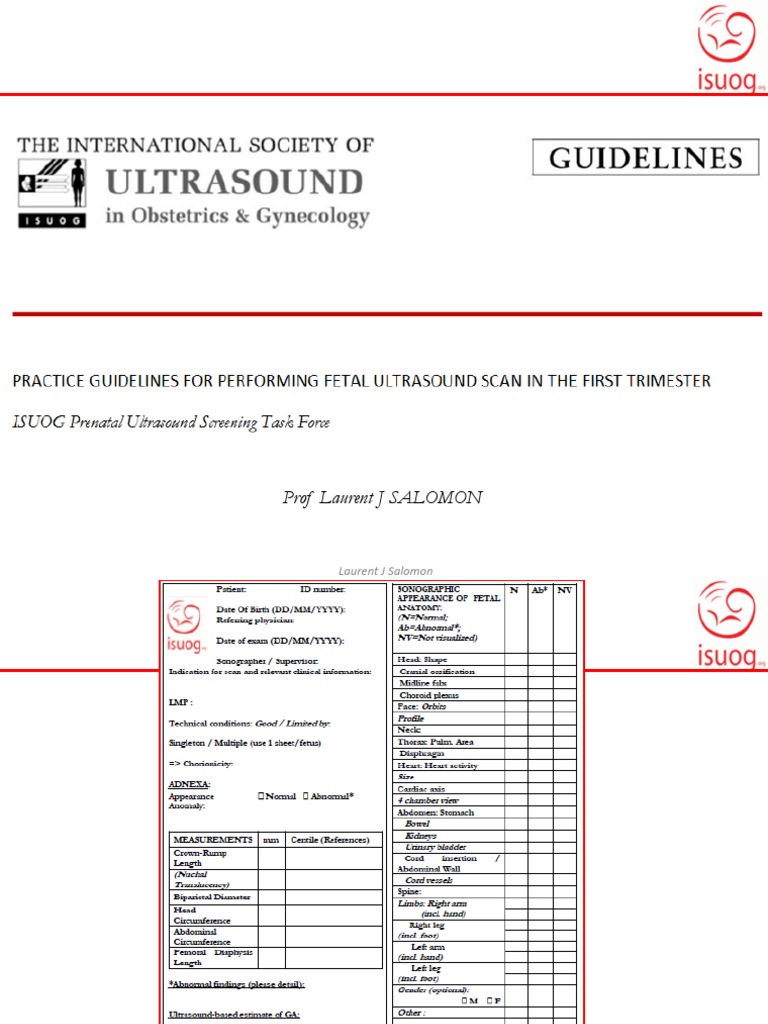 A. FirstTrim ISUOG Guidelines | PDF | Medical Ultrasound | Pregnancy