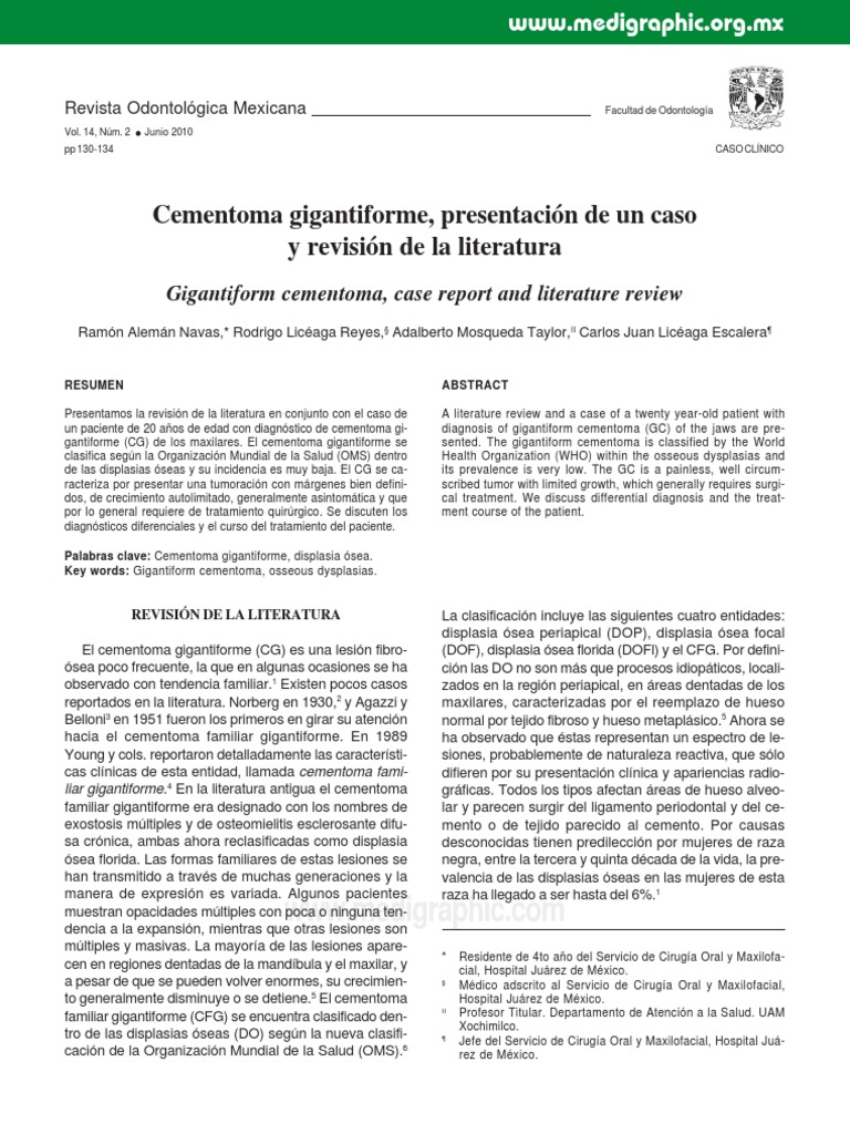 Cementoma Gigantiforme | PDF | Hueso | Odontología