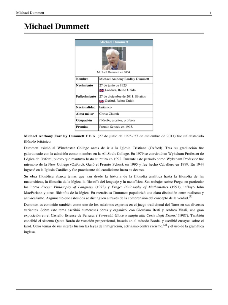 Michael Dummett | PDF | Tarot | Science