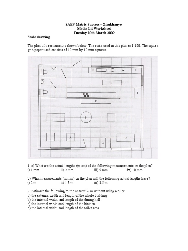 Scale Drawing Worksheet for Maths Lit | PDF