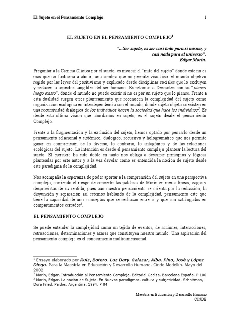 Pensamiento Complejo | PDF | Complejidad | Cerebro