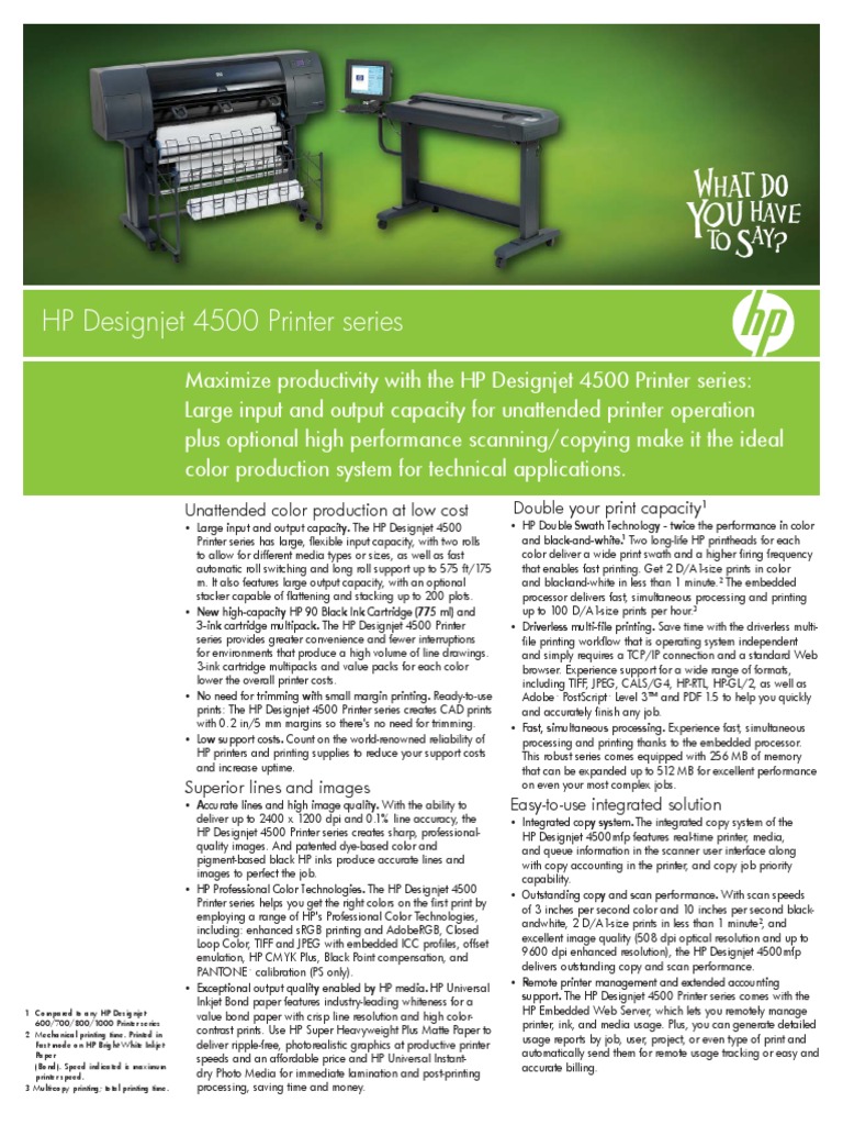 HP DesignJet 4500 | Download Free PDF | Printer (Computing) | Image Scanner