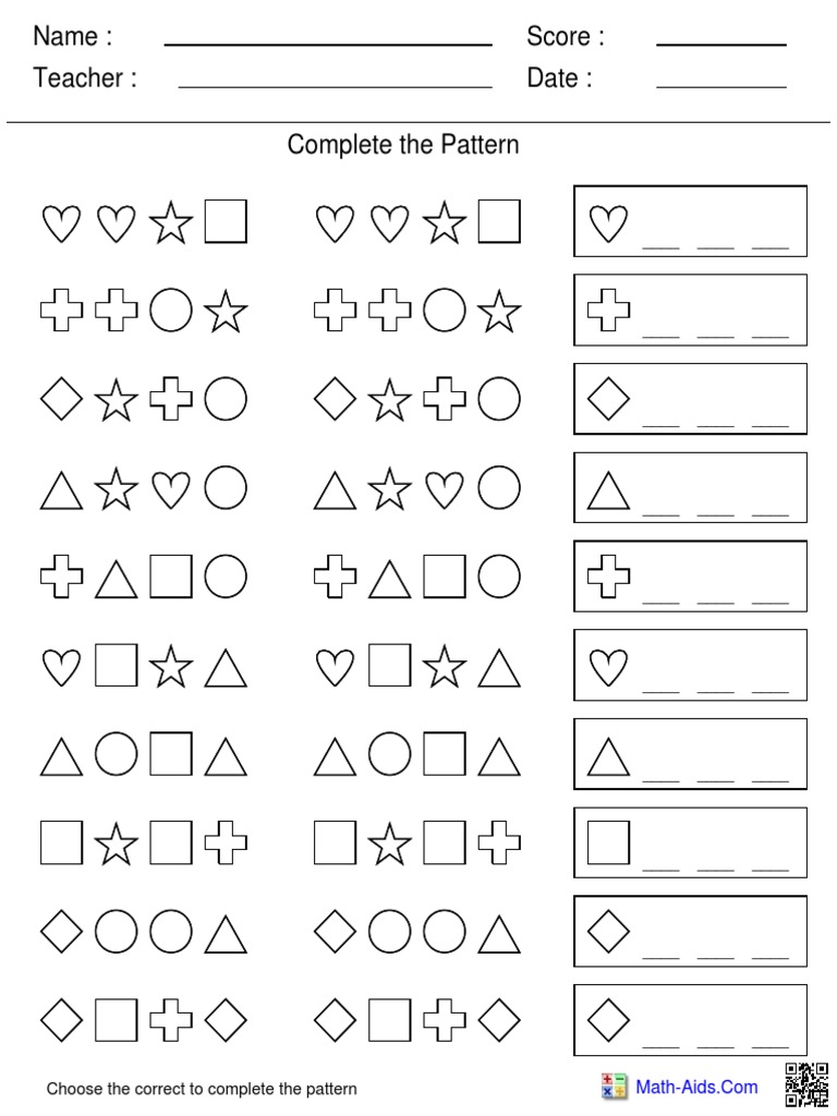 Complete the Pattern Worksheet | PDF