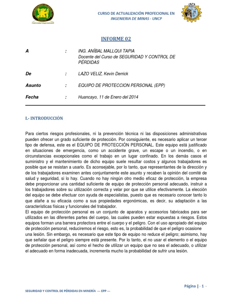 Informe de Epp | PDF | Guante | Soldadura