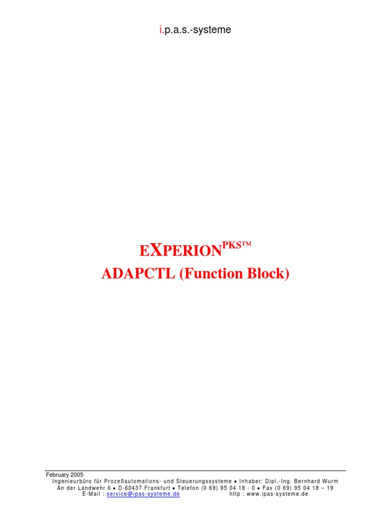 ADAPCTL Honeywell Experion | PDF | Parameter (Computer Programming) | Mathematical Optimization