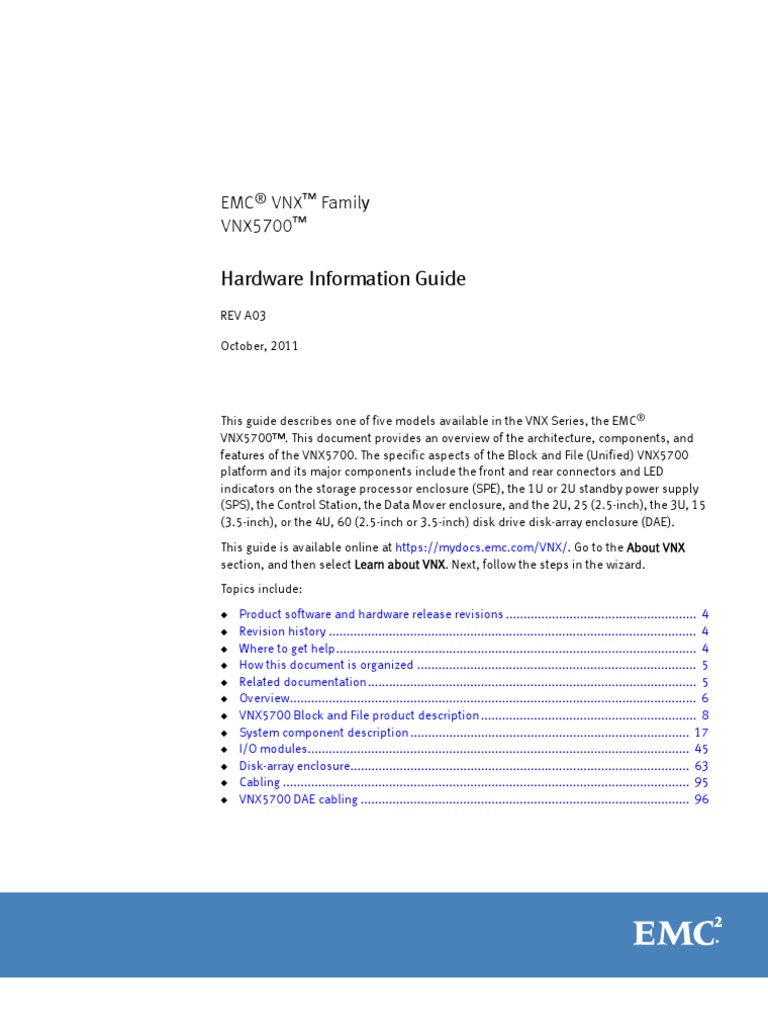 VNX5700 Hardware Information Guide | PDF | Usb Flash Drive | Power Supply