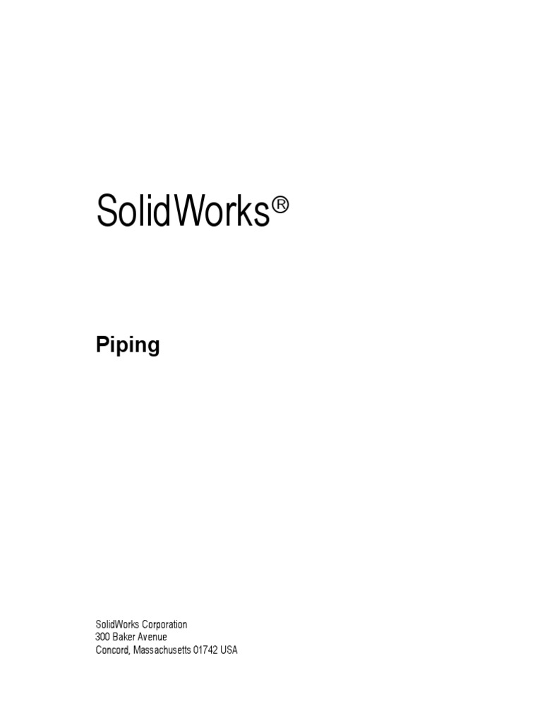 Solidworks, Piping, Training Manual | PDF