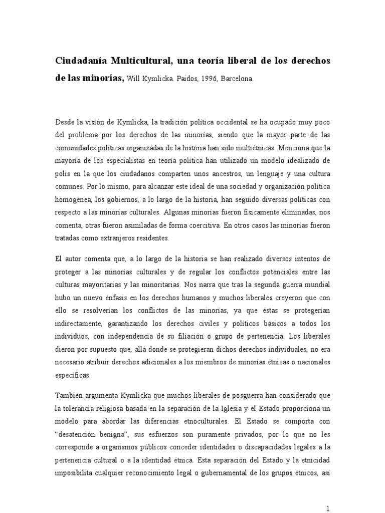 Ciudadanía Multicultural | PDF