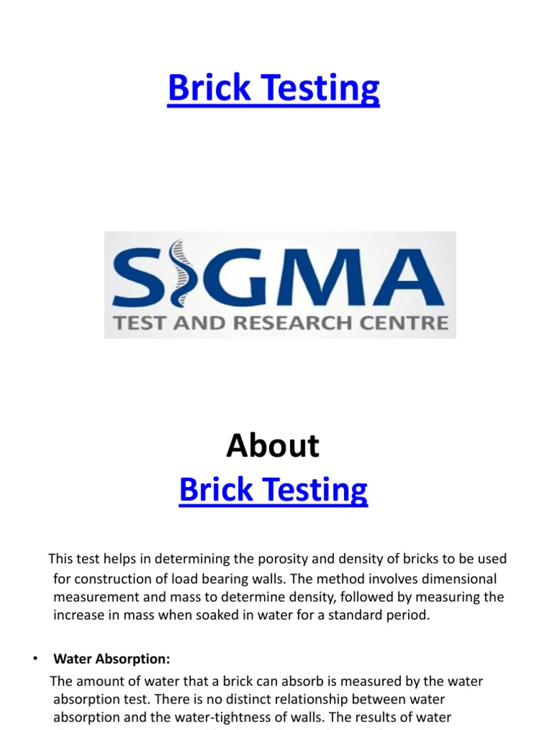 Brick Water Absorption Test | PDF