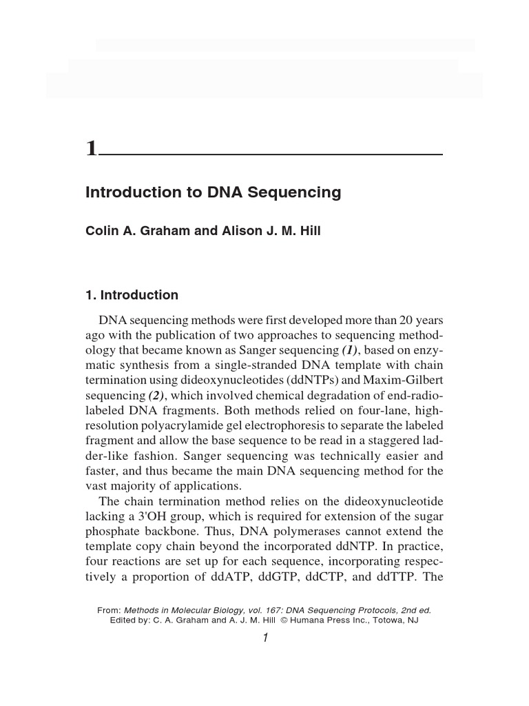Introduction To DNA Sequencing | PDF | Dna Sequencing | Gel Electrophoresis