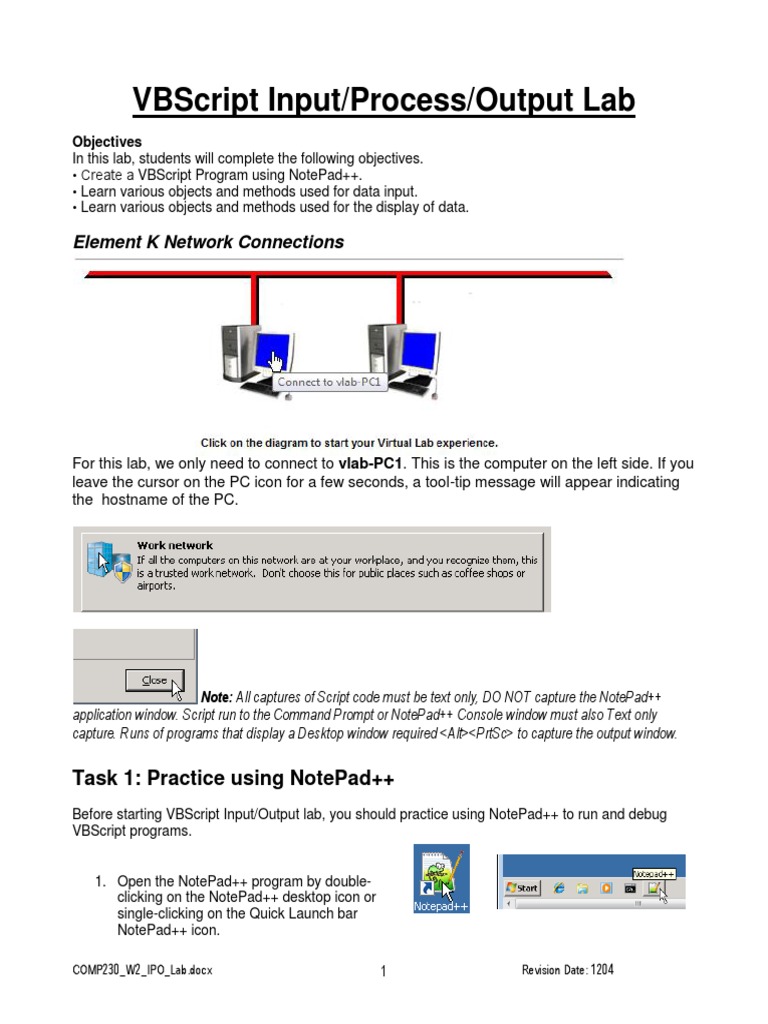 Vbscript Inputoutput Lab Guide Pdf Command Line Interface Parameter Computer Programming