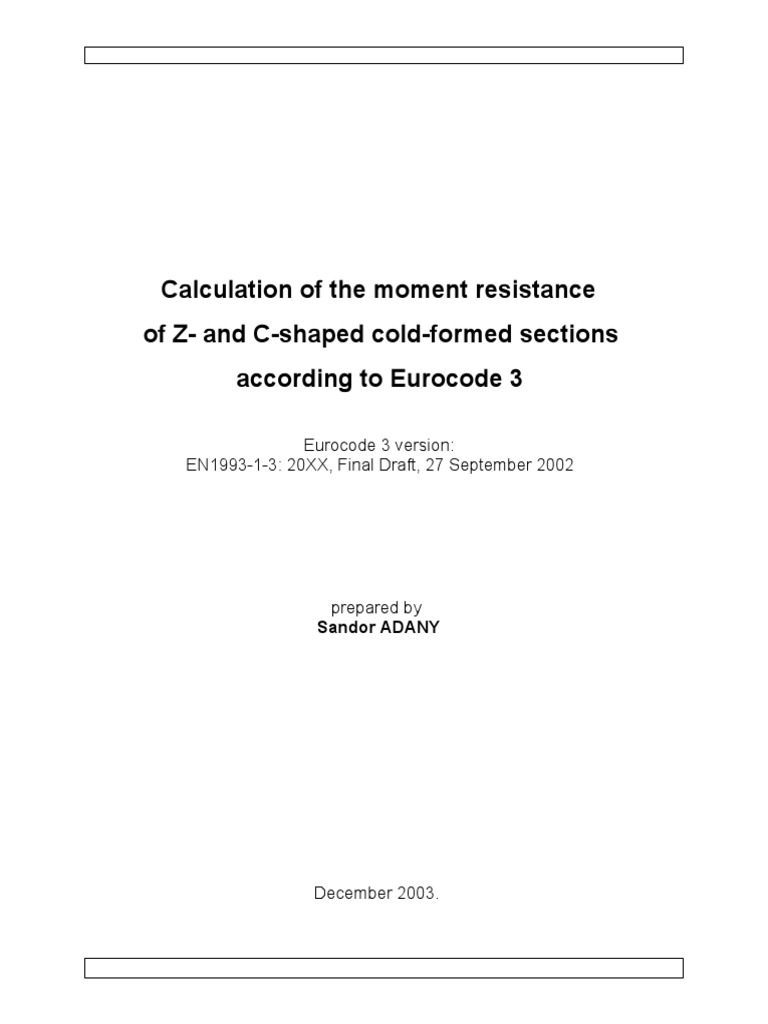 Calculation of The Moment Resistance of Z - and C-Shaped Cold-Formed ...