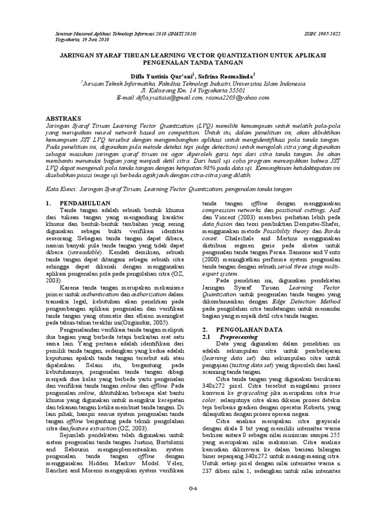 Jaringan Syaraf Tiruan Learning Vector Quantization Untuk Aplikasi | PDF | Teknologi & Rekayasa