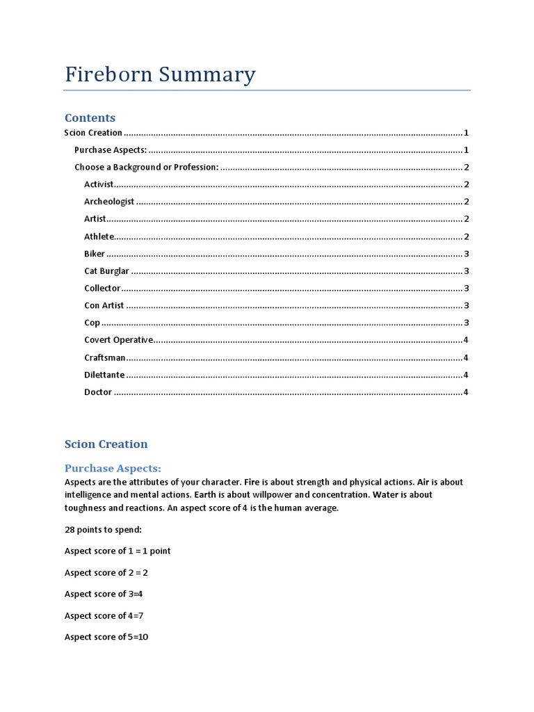 Fireborn Summary | PDF | Role Playing Games | Leisure