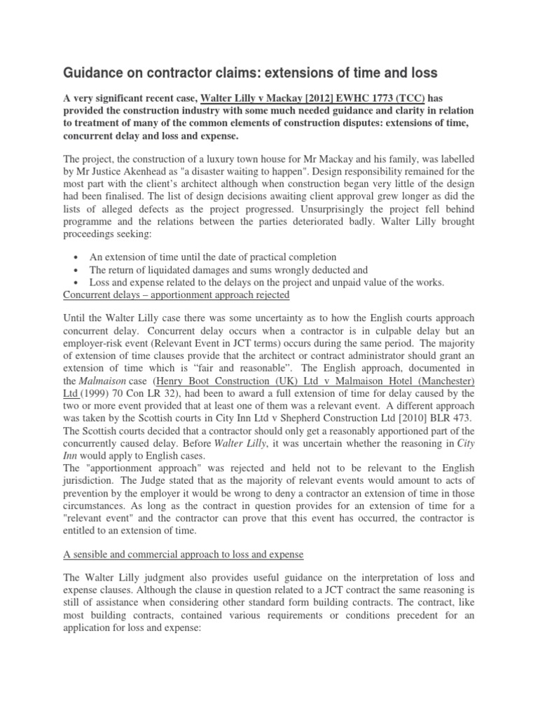 Guidance On Contractor's Claim | PDF | Judgment (Law) | Common Law