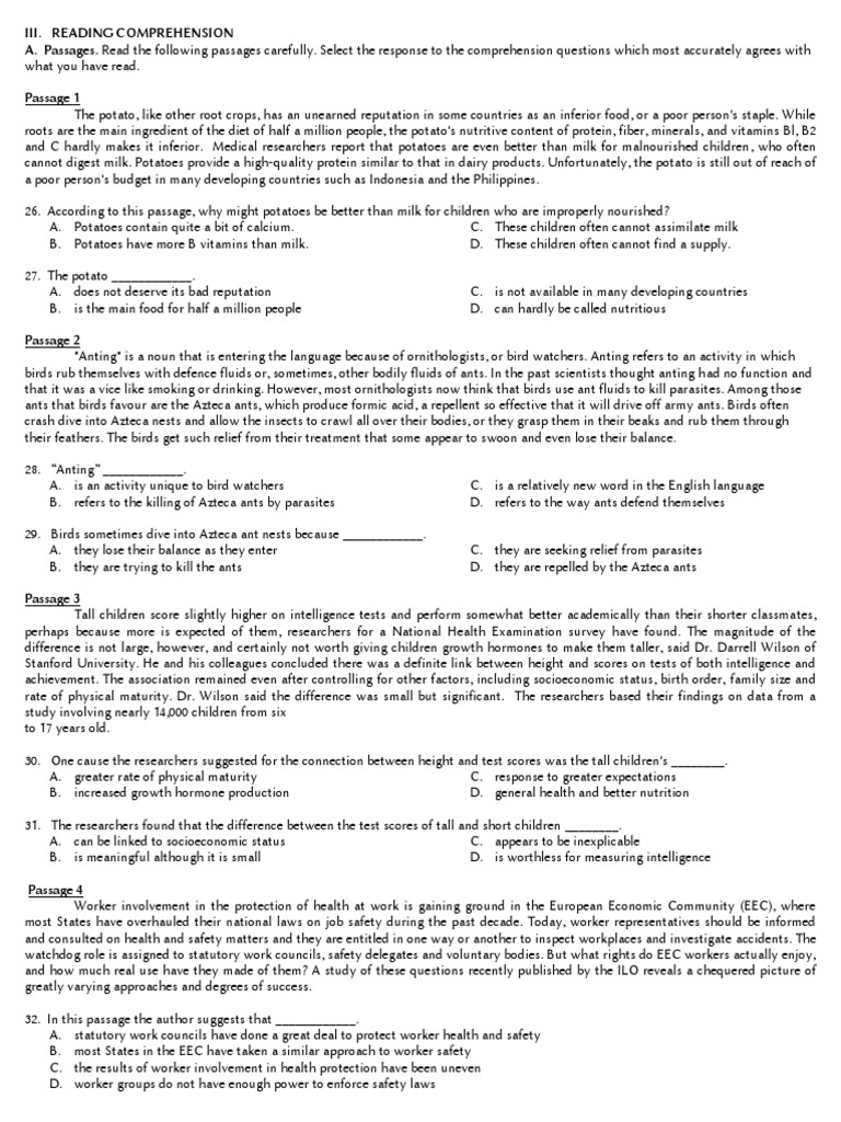 English Reviewer (Reading Comprehension, Vocabulary) | PDF | Spider ...