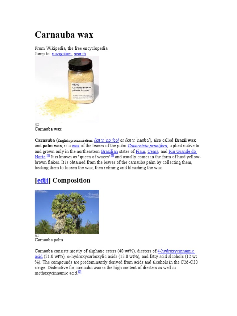 Carnauba Wax | PDF | Lipid | Household Chemicals