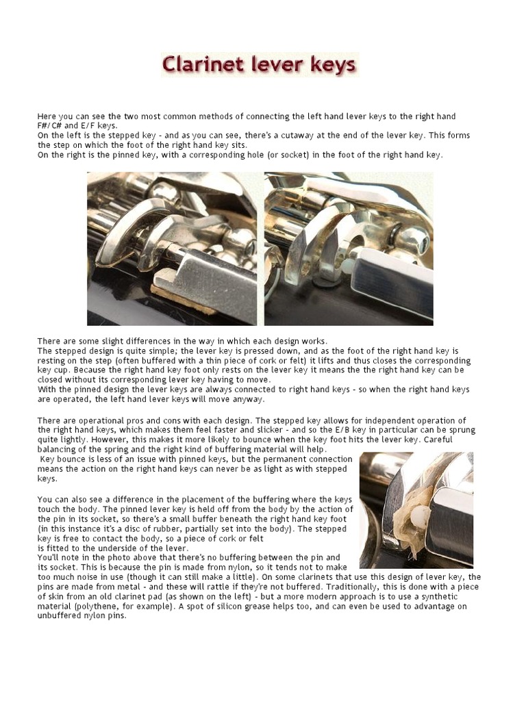 Clarinet Lever Keys | PDF | Clarinet